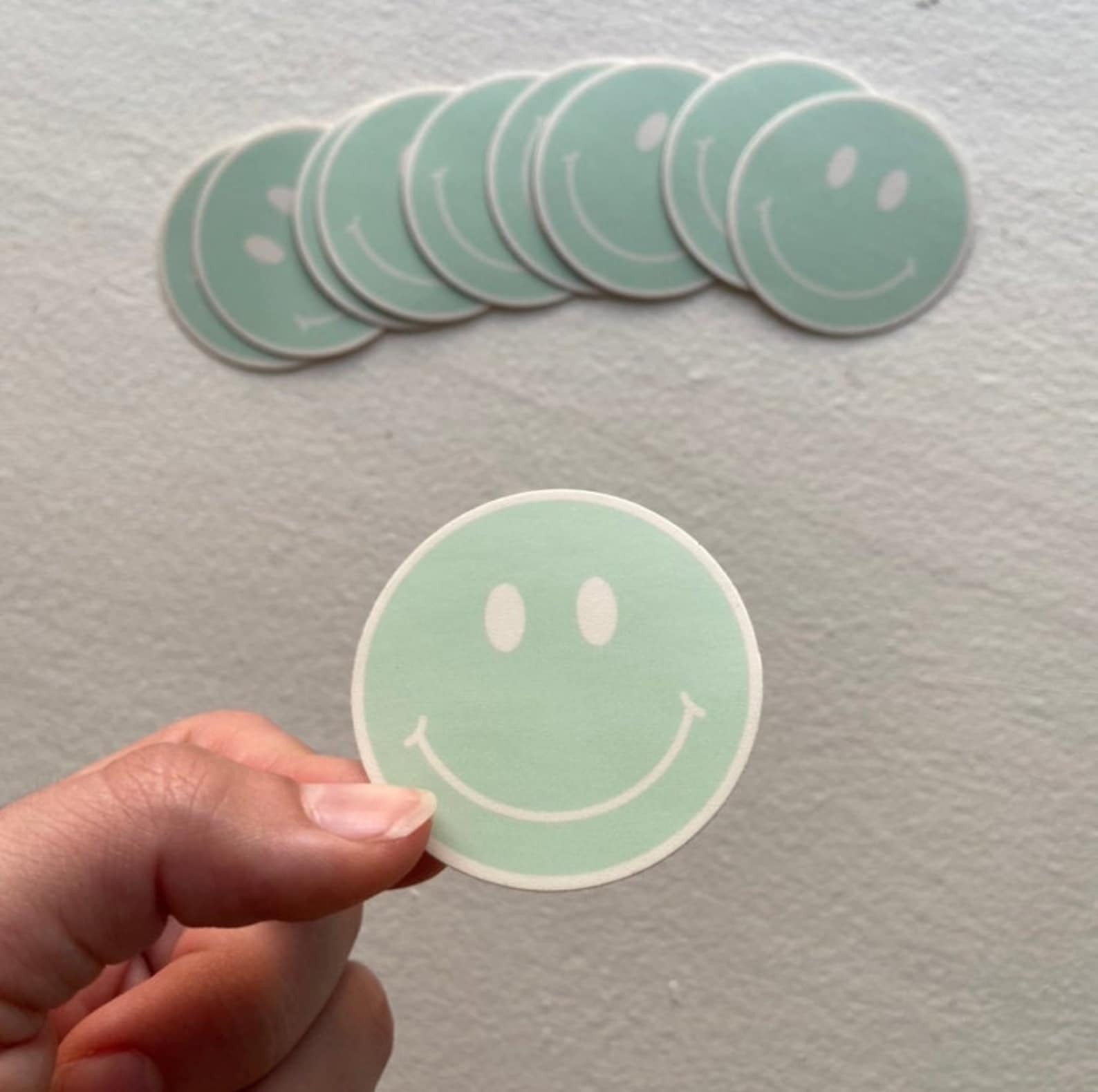 Smiley Face Sticker Green and Pink Smiley Sticker Happy Face - Etsy