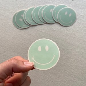 Smiley Face Sticker | Green and Pink Smiley Sticker Happy Face Sticker ...
