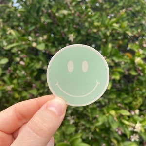Smiley Face Sticker | Green and Pink Smiley Sticker Happy Face Sticker ...