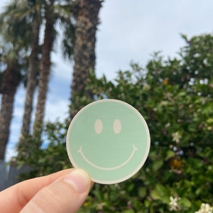 Smiley Face Sticker | Green and Pink Smiley Sticker Happy Face Sticker ...