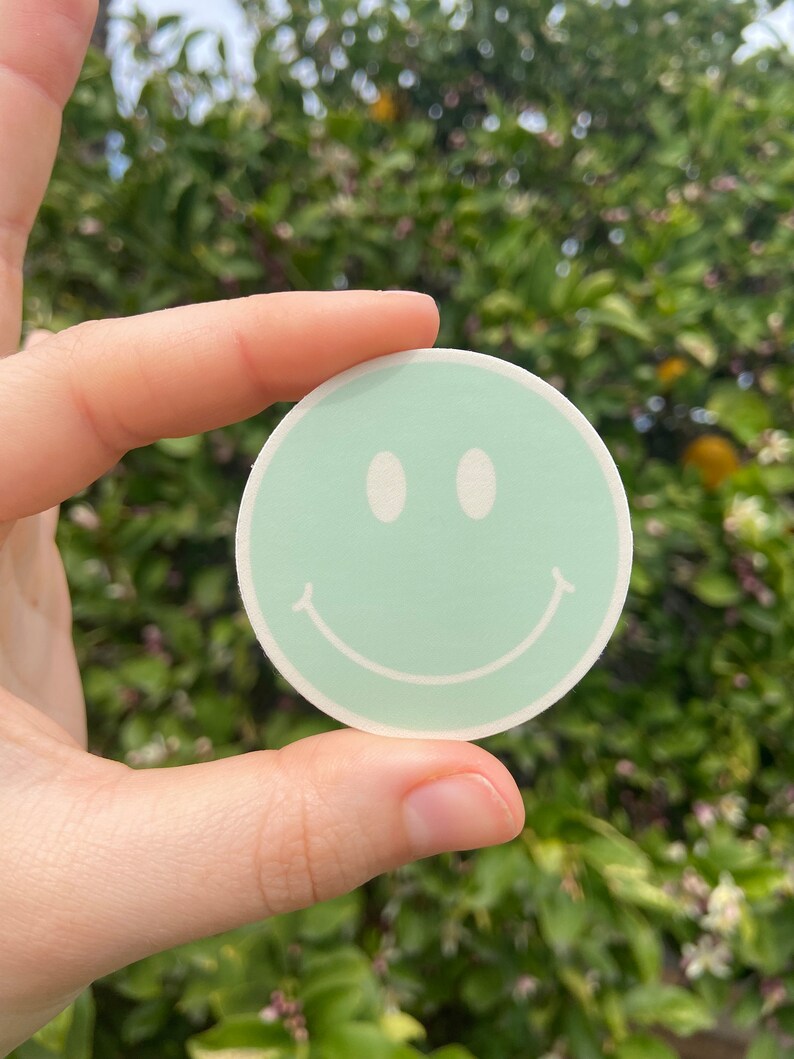 Smiley Face Sticker Green and Pink Smiley Sticker Happy Face Sticker ...