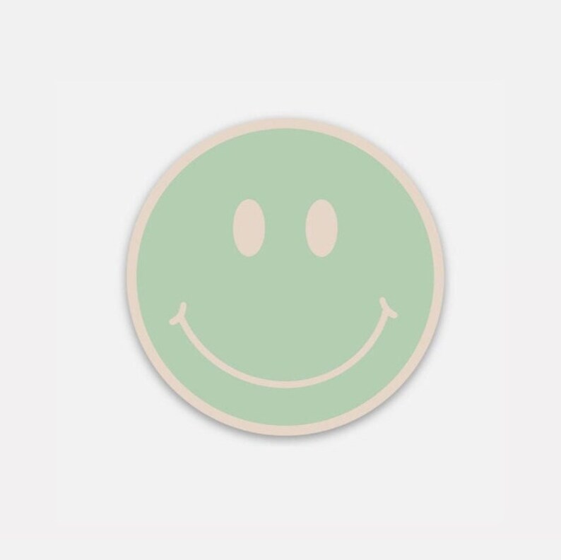 Smiley Face Sticker Green and Pink Smiley Sticker Happy Face - Etsy