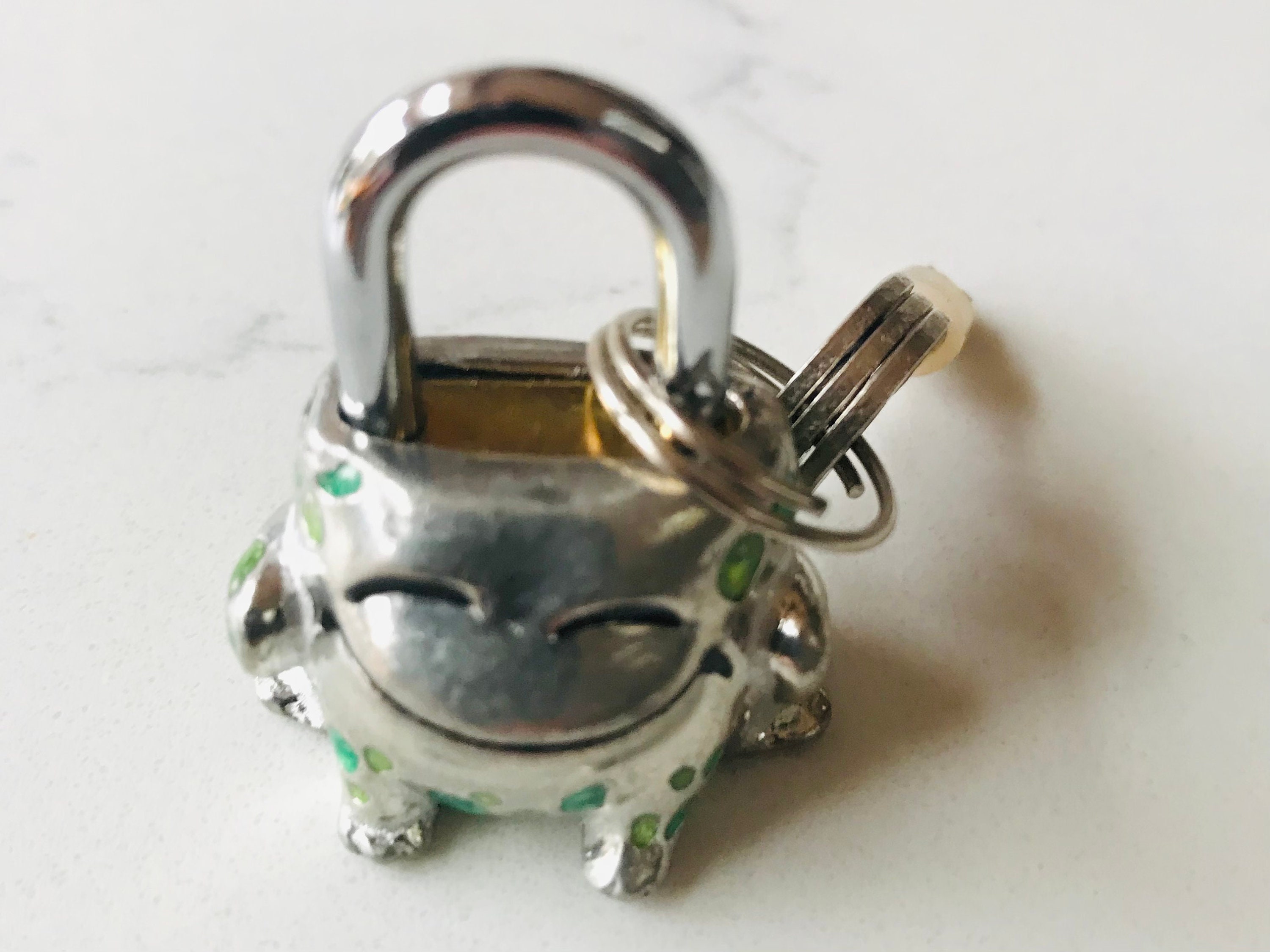 Handmade, Pewter, Frog, Padlock With 3 Keys, Handbag Charm, Luggage ...