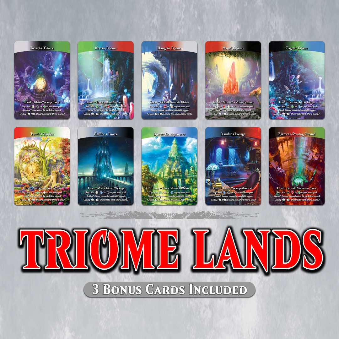 TRIOME LANDS Set - Full Art - 10 MTG Proxy Triome Lands for Commander ...