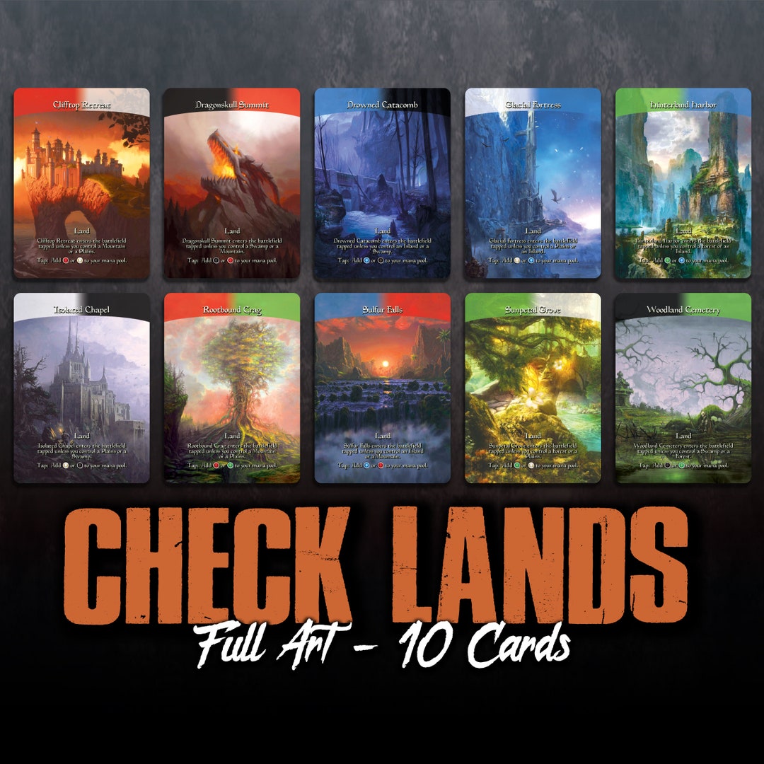 Set of 10 Full Art Check Lands custom Cards Alternate Art 2 Bonus Cards ...