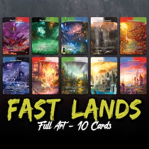 Set of 10 Full Art Fast Lands custom Cards Alternate Art 2 Bonus Cards ...