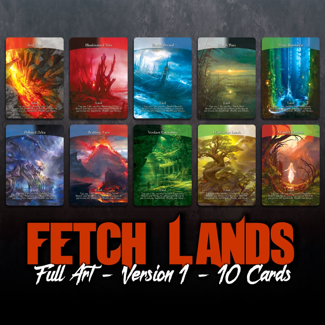 Set of 10 Full Art Fetch Lands custom Cards Alternate Art 2 Bonus Cards ...