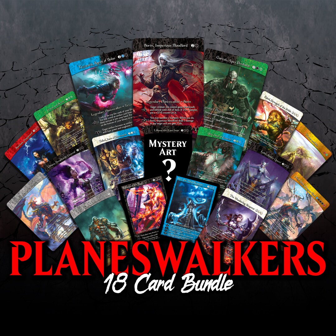 Set of 18 Planeswalkers (16 Full Art Cards + Bonus 2 With Black Border ...