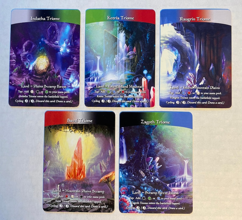 TRIOME LANDS Set - Full Art - 10 MTG Proxy Triome Lands for Commander ...