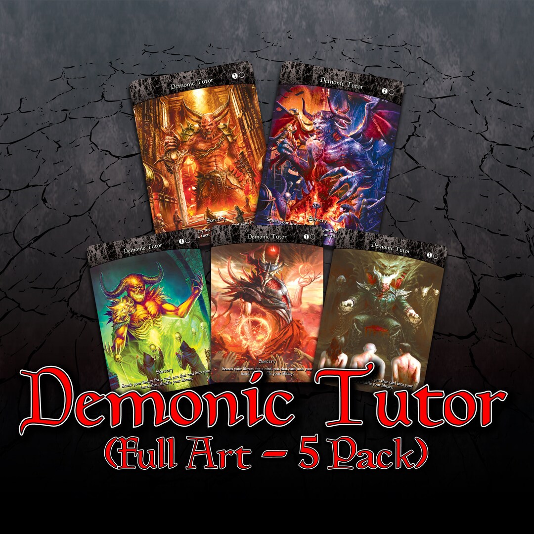 Demonic Tutor 5-pack Set (full Art) Custom Cards Altered Art - Etsy
