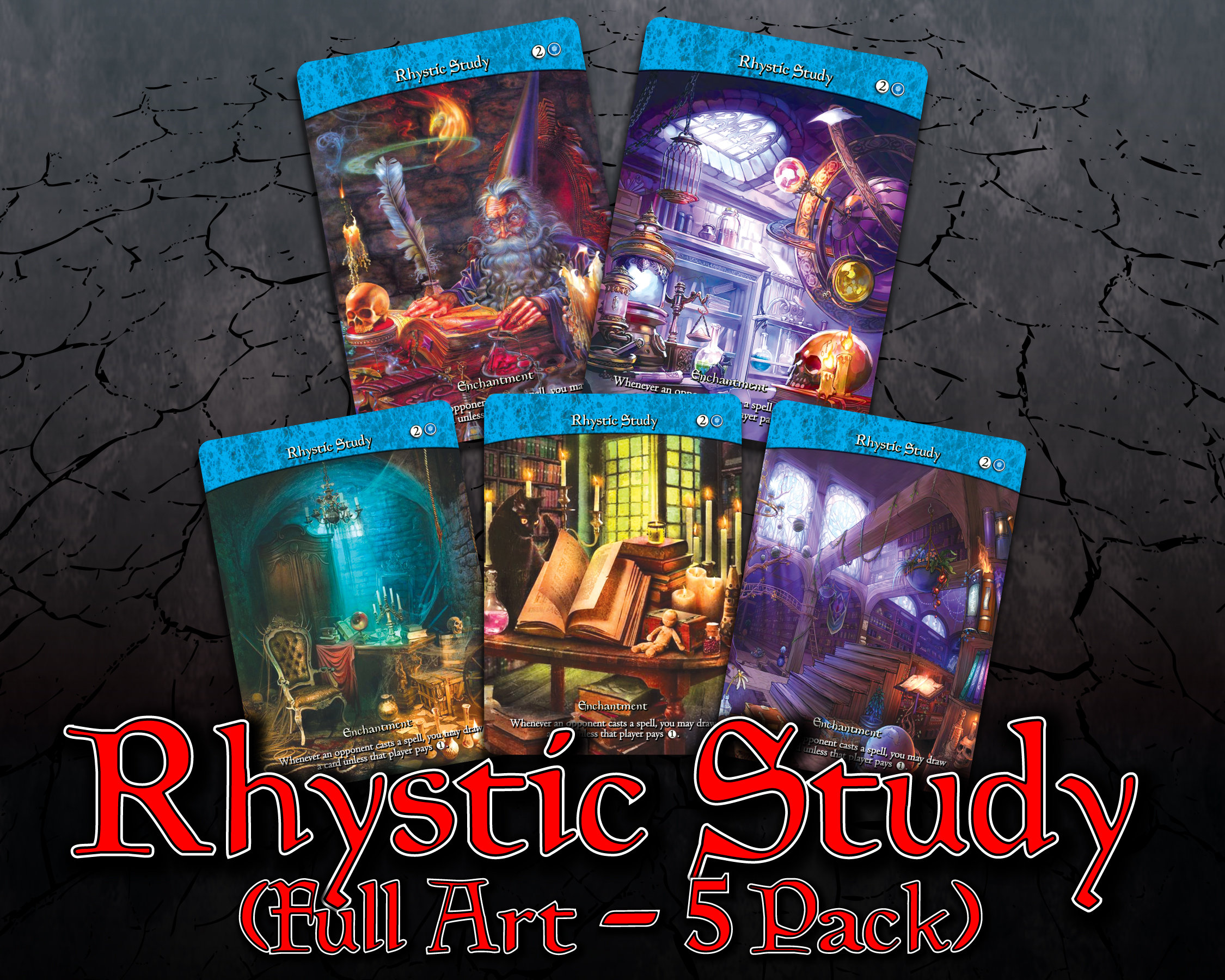 Rhystic Study 5-pack Set full Art Custom Cards Altered Art - Etsy