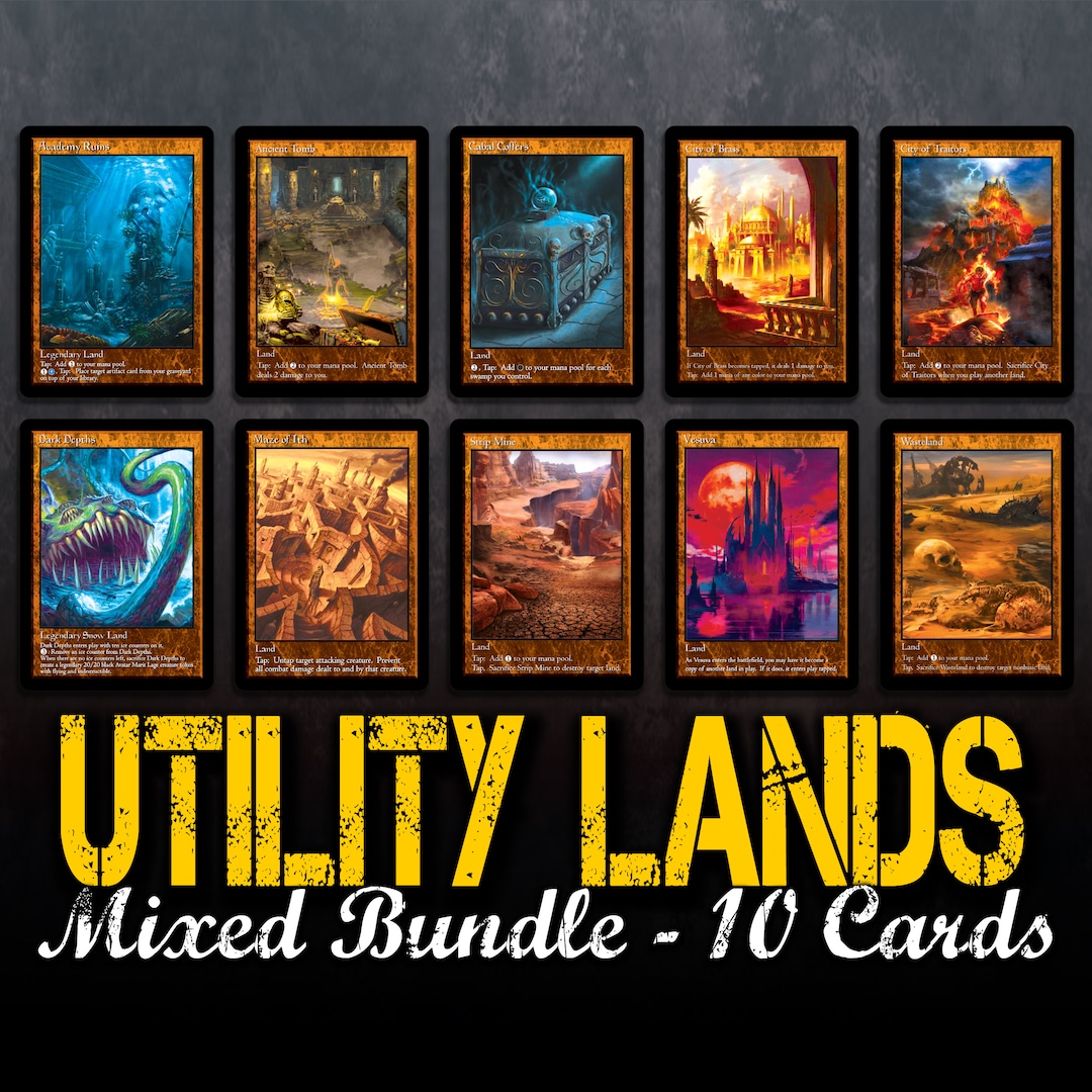 Utility Lands mixed Bundle Set custom Cards Altered Art 2 Bonus Cards ...