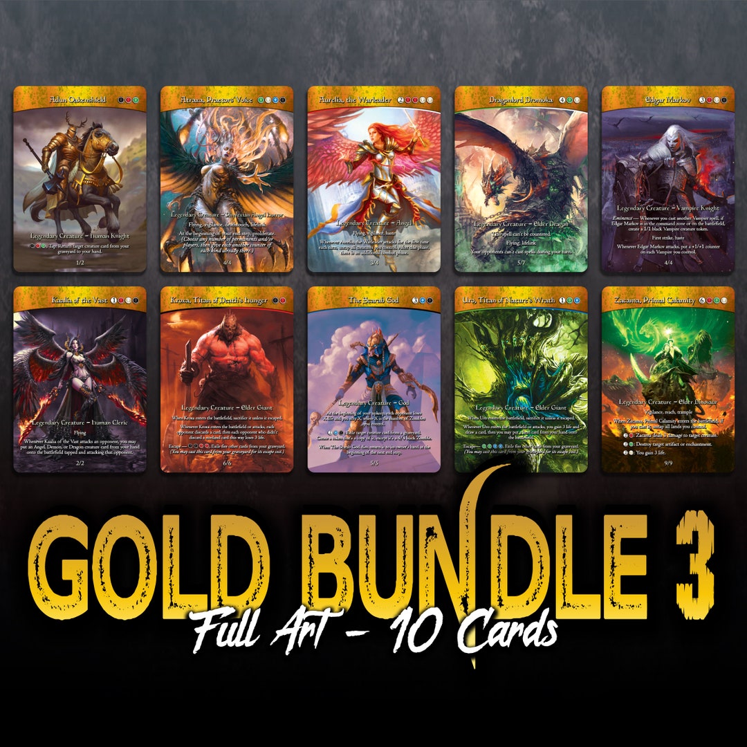 Full Art Gold Cards #3 - 10 Card Bundle (custom Cards Alternate Art ...