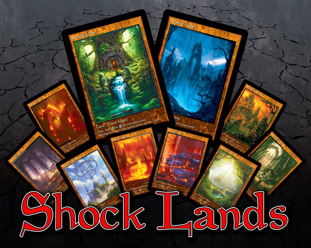 Set of 10 Shock Lands custom Cards Alternate Art - Etsy UK