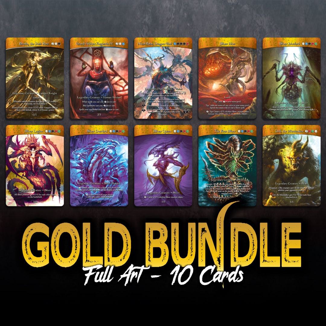 Full Art Gold Cards - 10 Card Bundle (custom Cards Alternate Art) + 2 ...