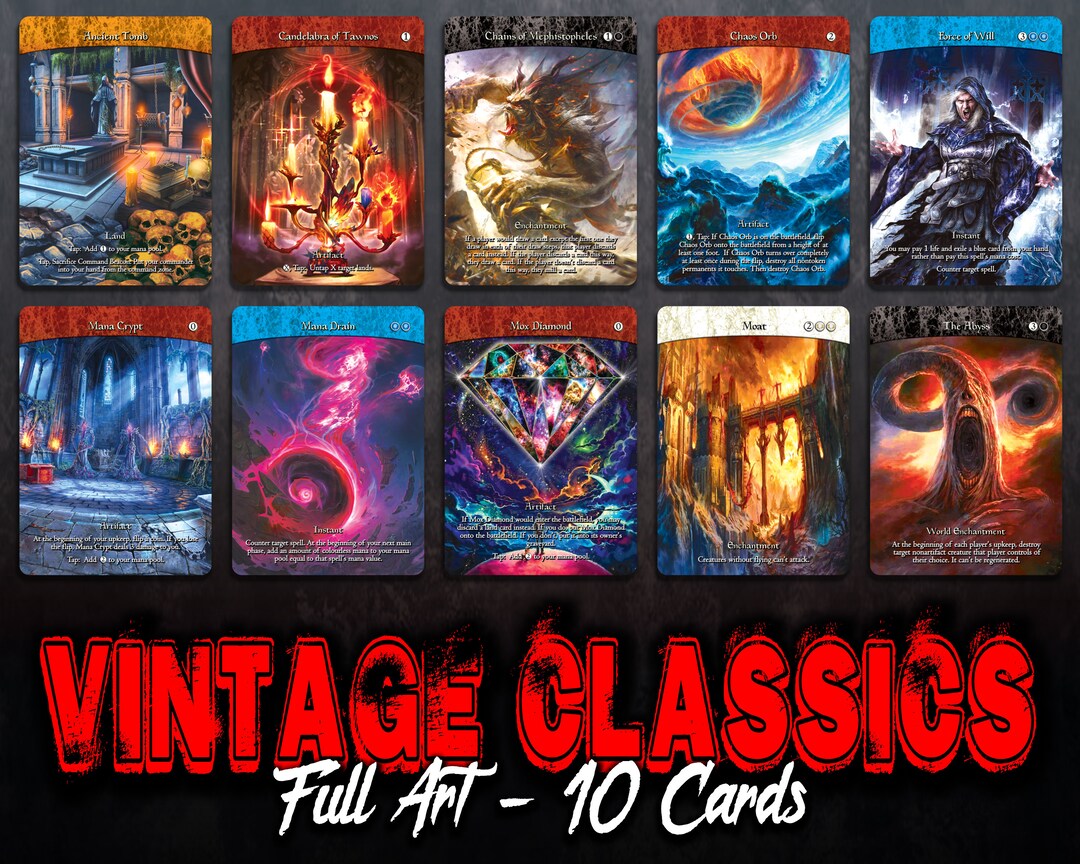 Full Art Vintage Classics 10 Card Bundle custom Cards - Etsy
