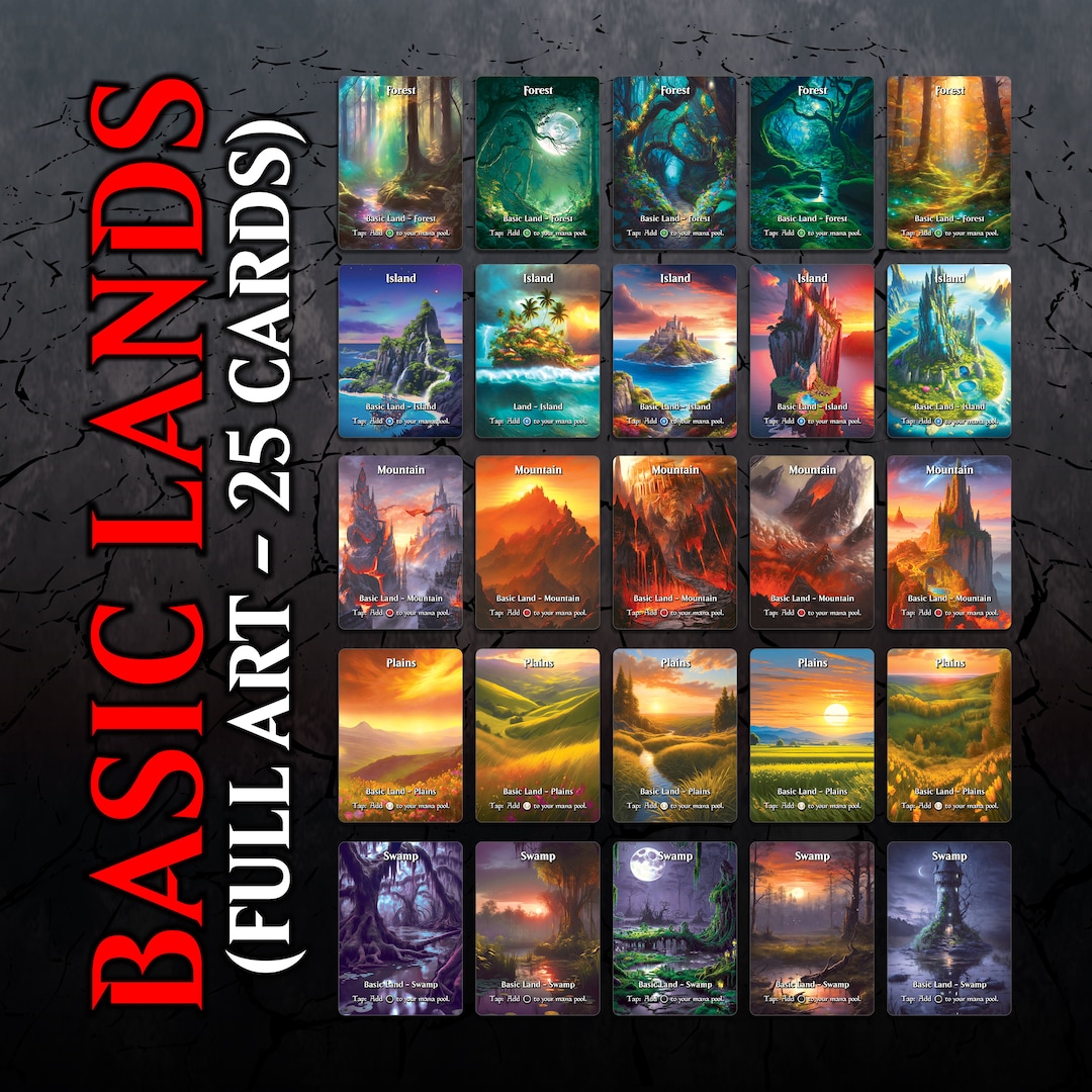 Basic Lands With Full Art Set of 25 Cards - Etsy