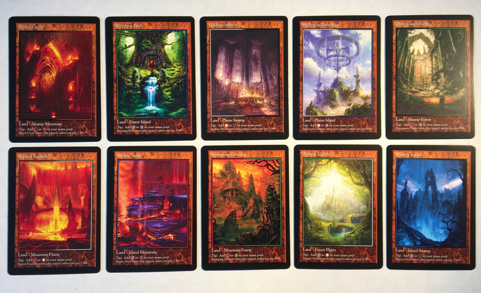 Set of 10 Shock Lands custom Cards Alternate Art | Etsy