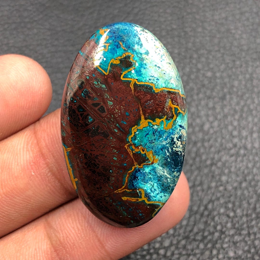 Chrysocolla Cabochon... Oval Cabochon...38x24x6 Mm...54 Cts...a#o5061 ...