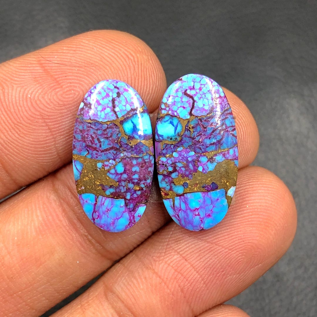 Arizona Purple Mohave Turquoise Cabochon Pair...oval Cabochon...20x11x3 ...
