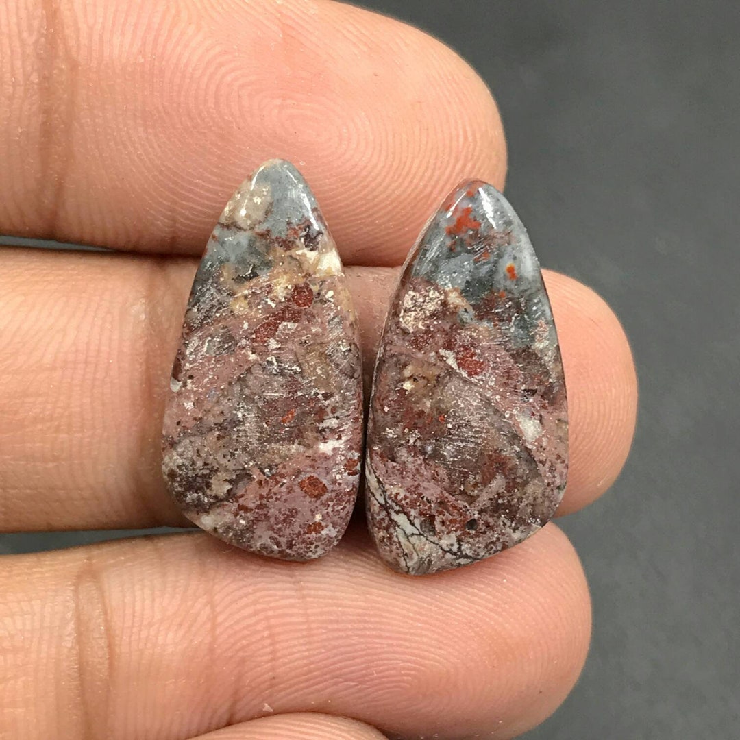 Sonora Dendritic Rhyolite Cabochon Pair...freeform Cabochon...21x11x4 ...