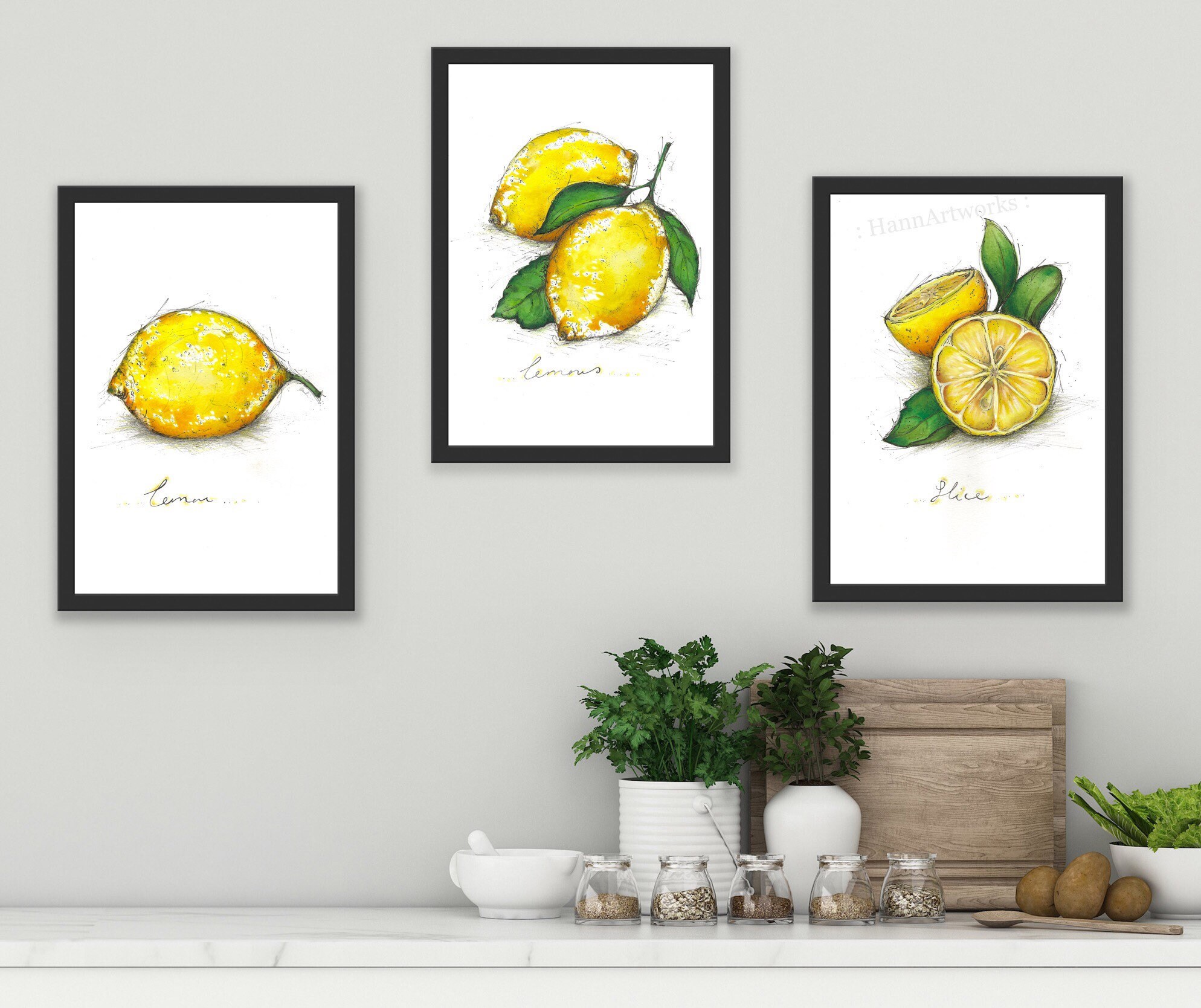 Lemons single lemon Yellow Prints Lemon artwork Lemon prints | Etsy