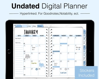 Undated Digital Planner Goodnotes and Notability Templates - Etsy