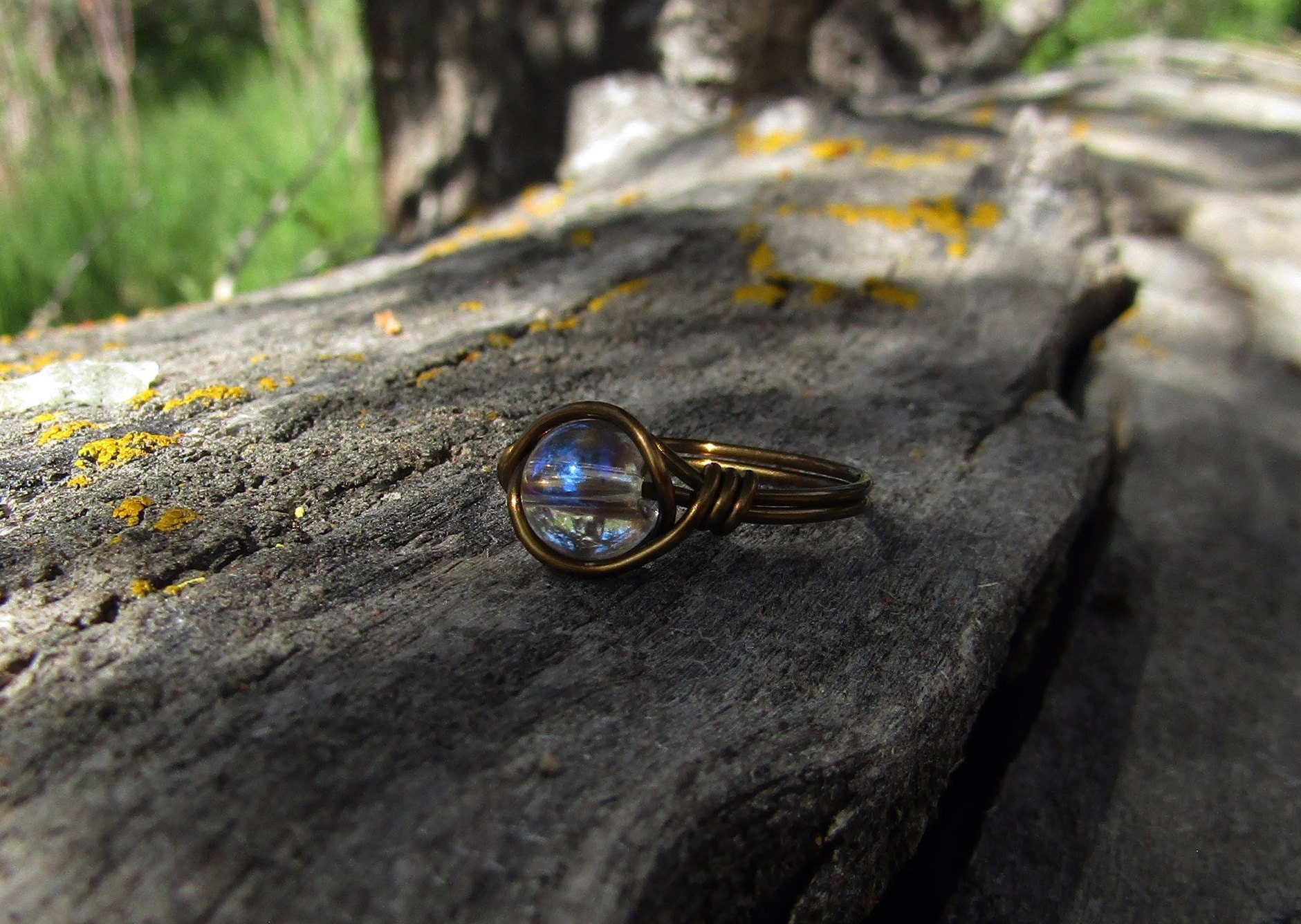 Rainbow crystal ring rainbow quartz ring quartz wire ring | Etsy