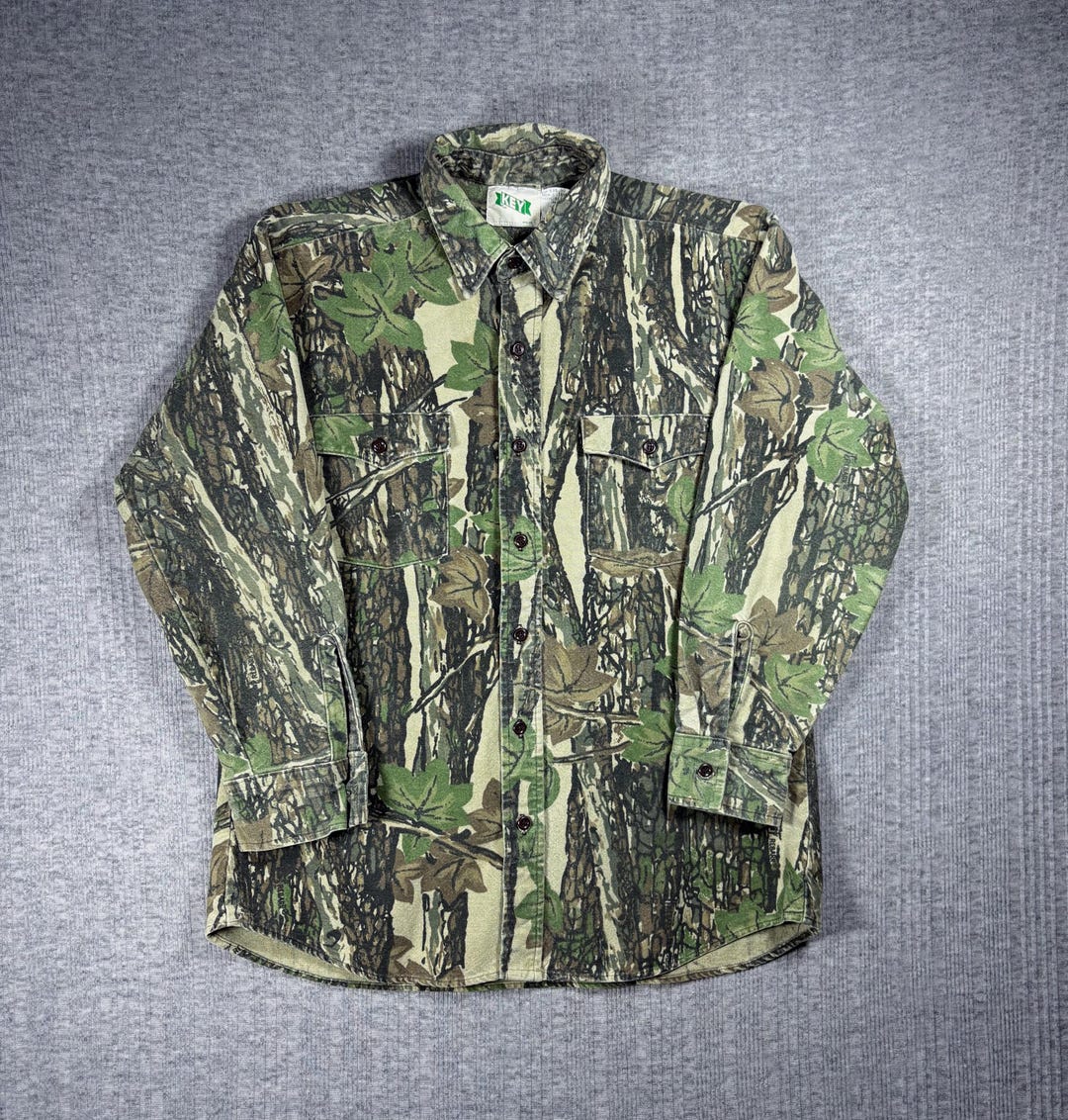 Vintage Camo Button up Shirt Key Imperial Heavyweight Canvas Trebark ...