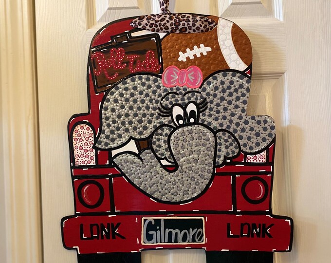 Alabama Door Hanger/elephant Decor/roll Tide Sign/truck Sign/football ...