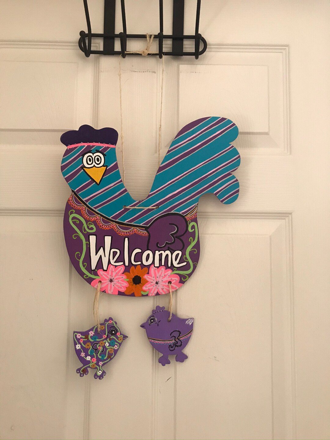 Wooden Chicken Welcome Sign| Door Hanger| Wooden Chicken| Chicken Lover ...