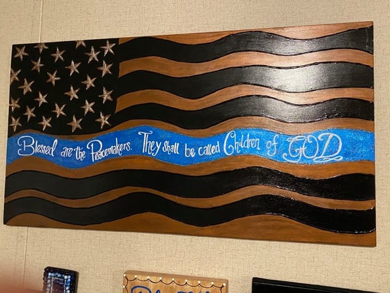 Wooden Blue Line Flag - Etsy