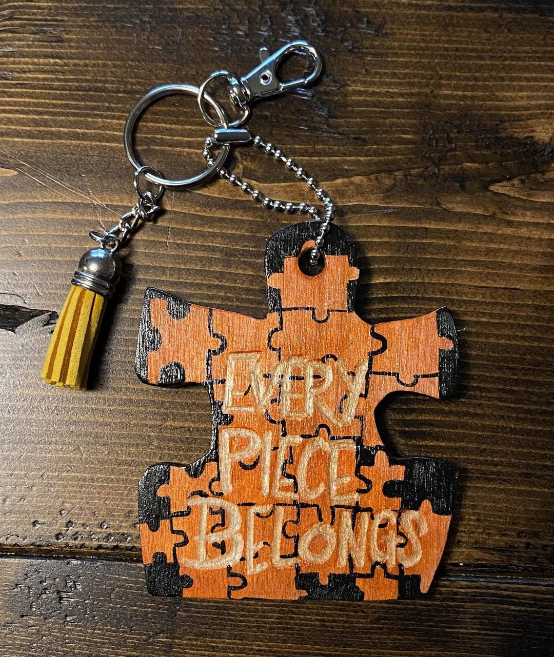Handcrafted Wooden Puzzle Piece Keychain | Customizable - Etsy