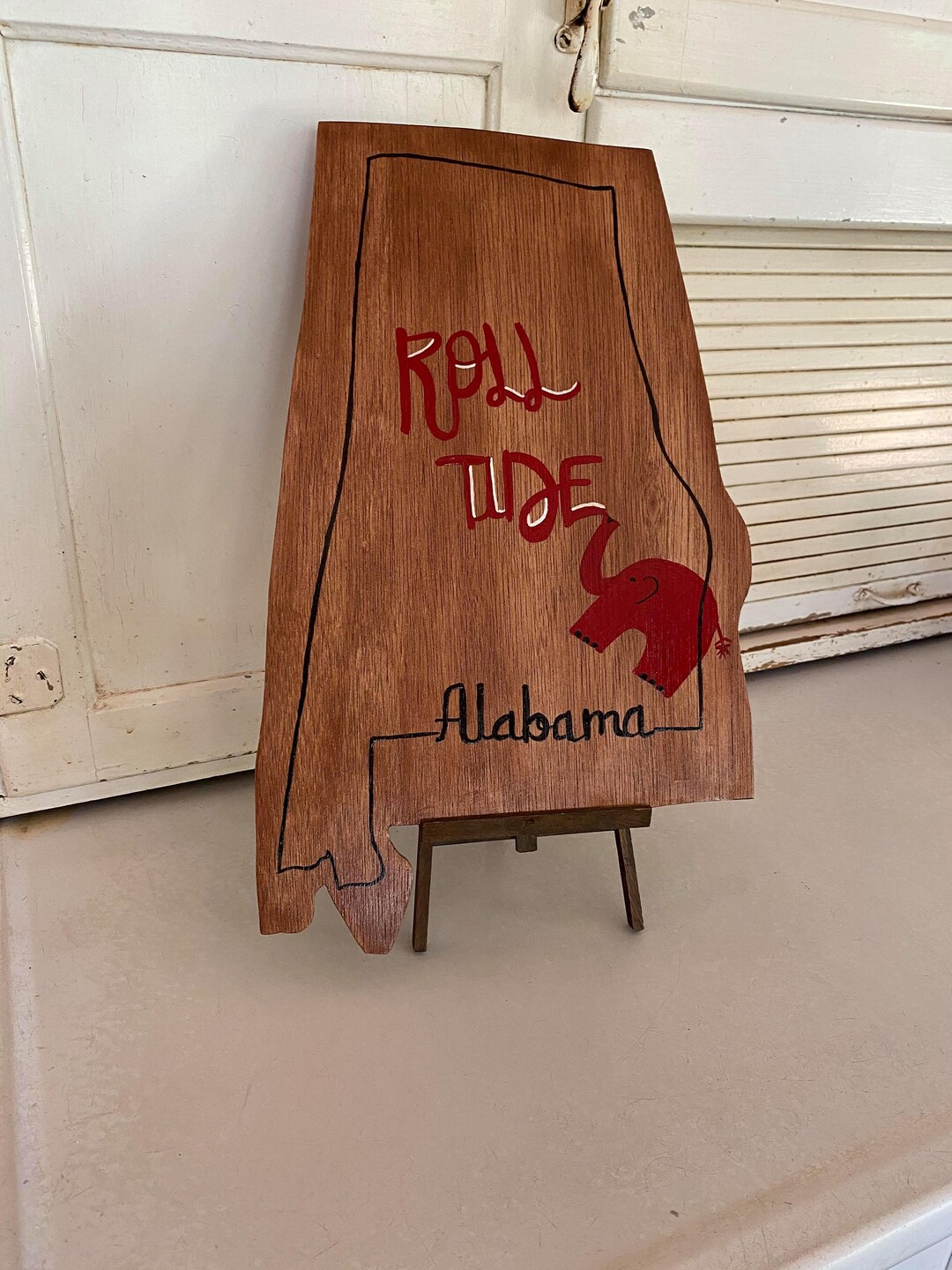 Wooden Alabama State Cutout With Roll Tide - Etsy