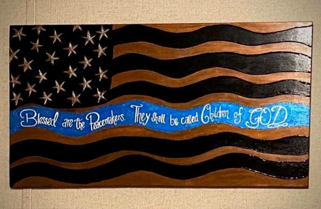 Thin Blue Line Flag/ Peacemakers/ Wooden Flag/ Handmade/ First ...
