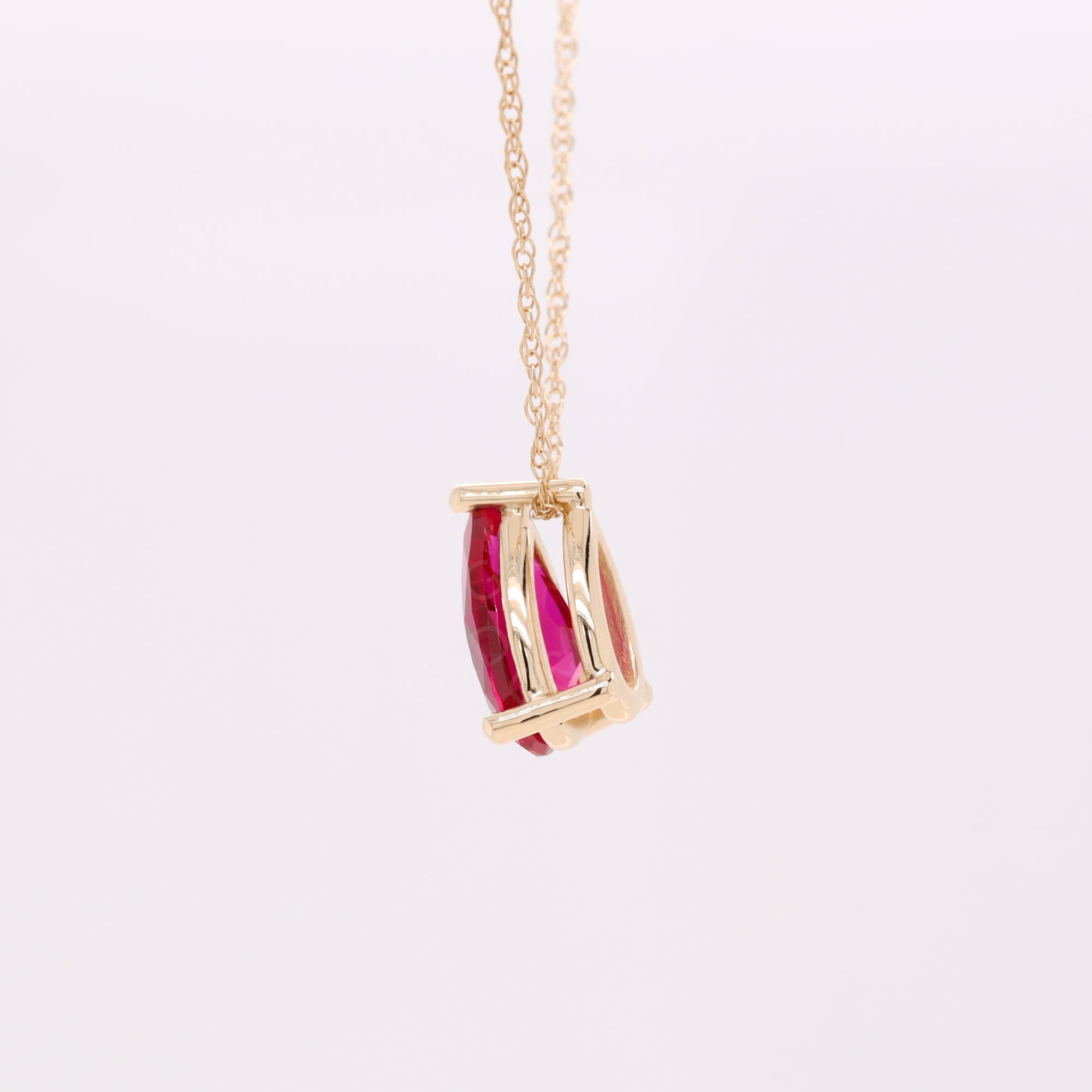 Personalized 14K Gold Ruby Necklace, Birthstone Necklace Gifted, Dainty ...