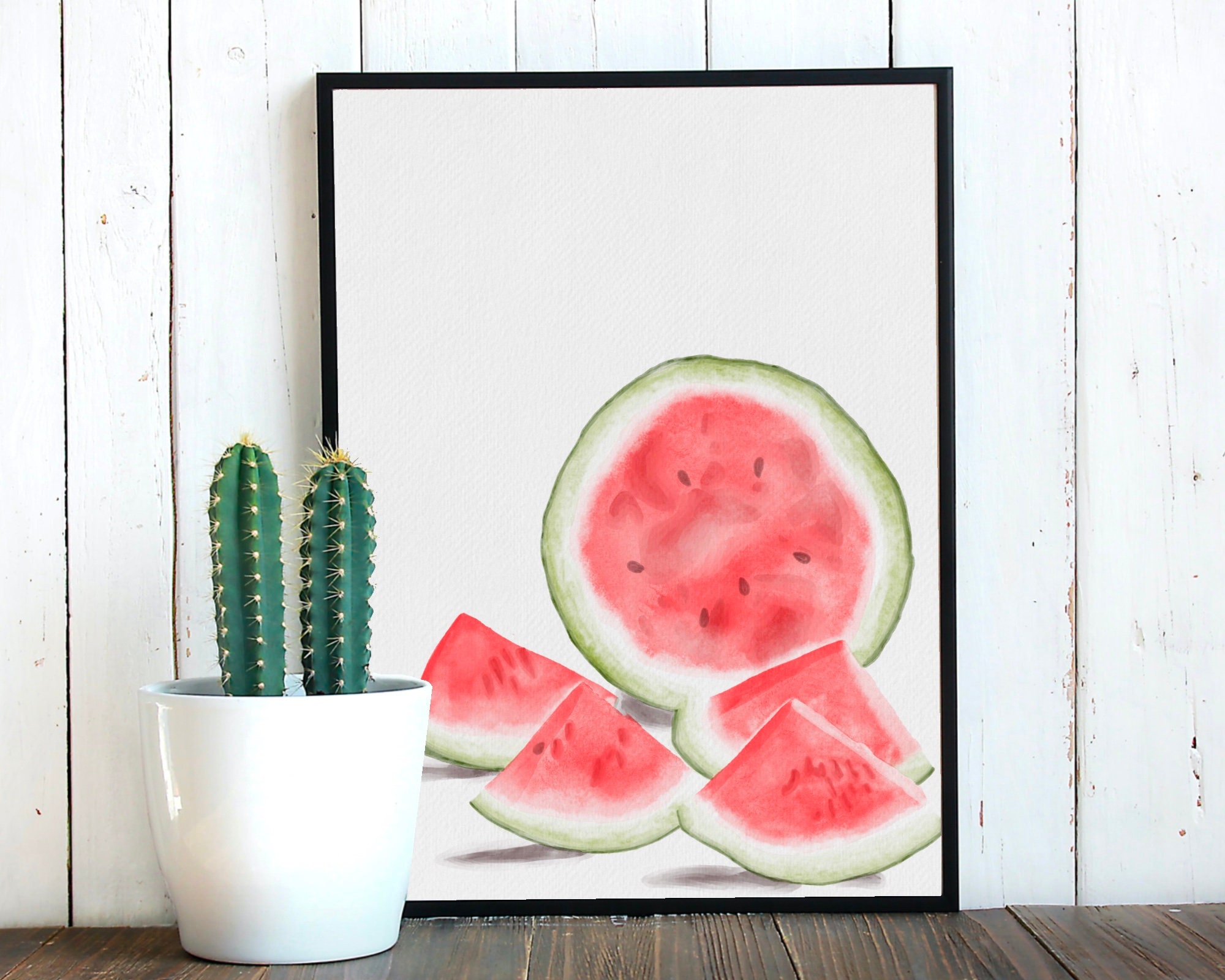 Watermelon Wall Art Digital Download / Watercolor Watermelon Slices ...