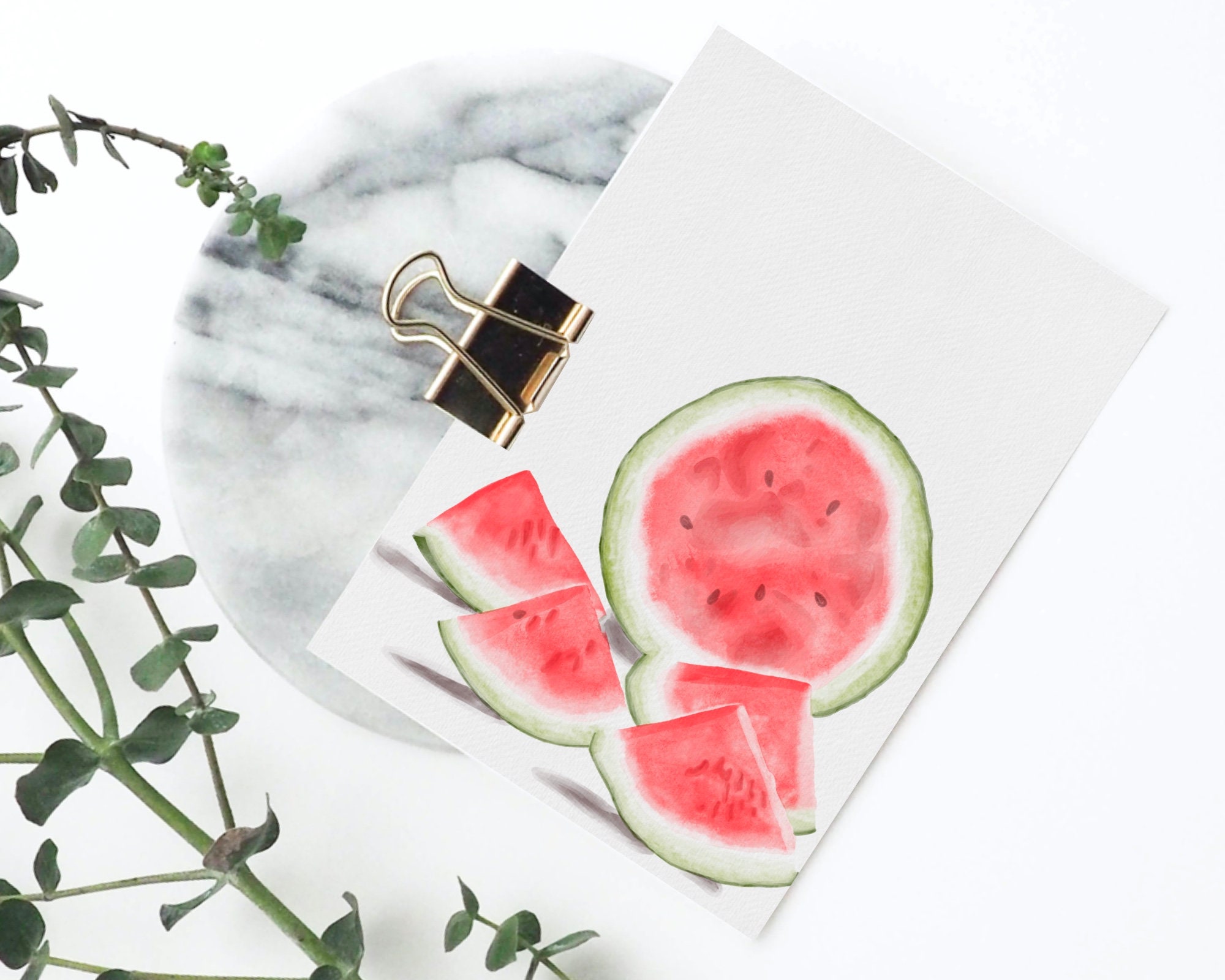 Watermelon Wall Art Digital Download / Watercolor Watermelon Slices ...