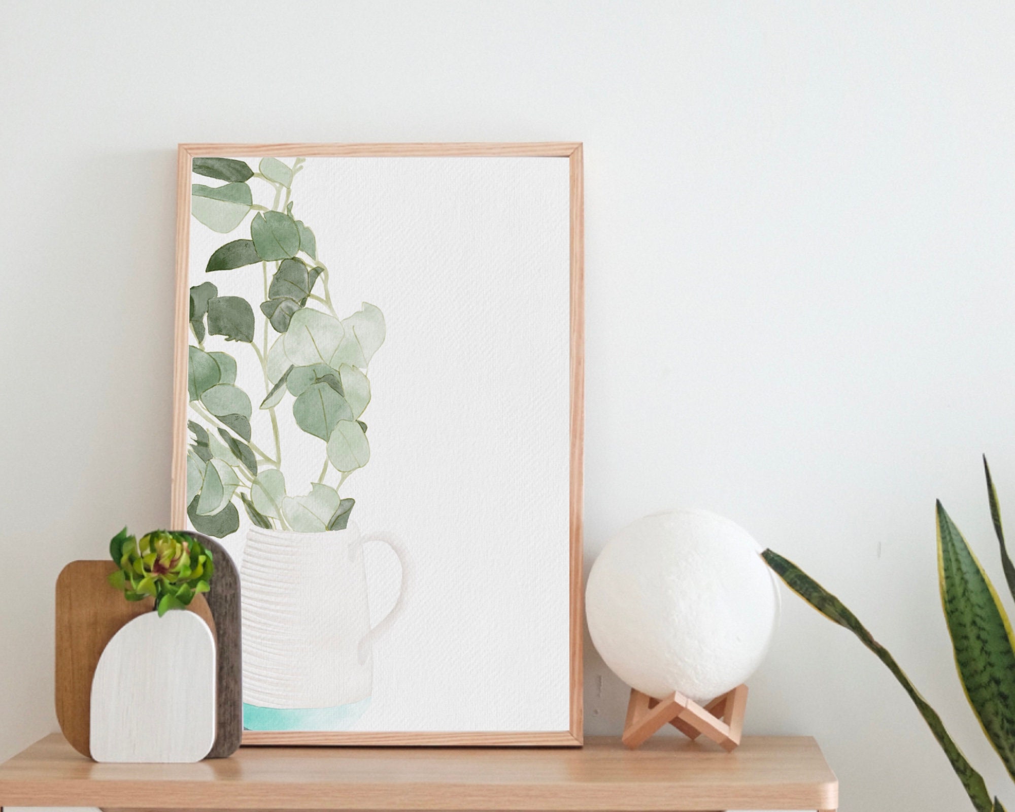 Watercolor Eucalyptus Leaves in Ceramic Vase Printable / Minimalist ...