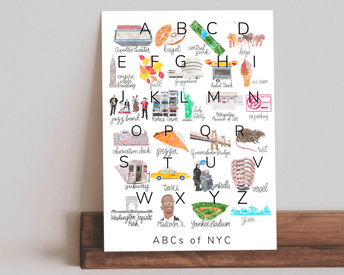 NYC Alphabet Poster Digital Download / Nursery Print / New York Kids ...