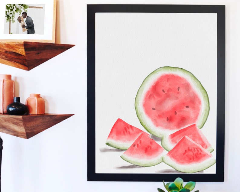Watermelon Wall Art Digital Download / Watercolor Watermelon Slices / Summer Wall Art / Kitchen ...