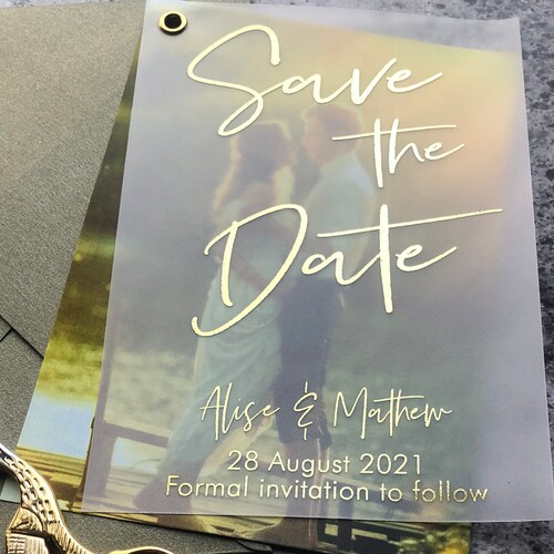 Vellum Foil Wedding Save the Date Calendar. Gold Rose Silver - Etsy UK