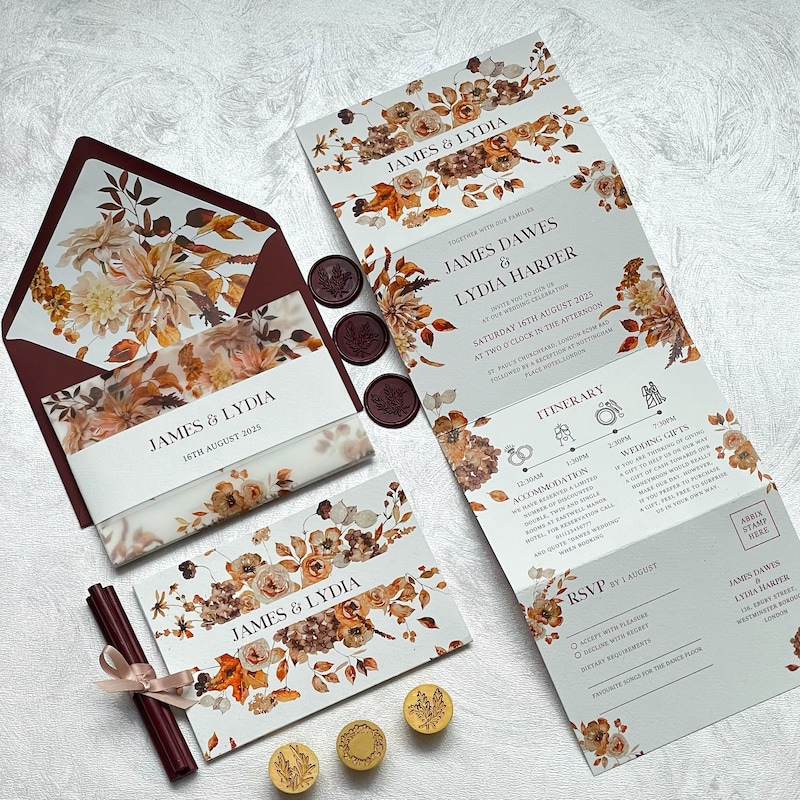 Fall Wedding Invites - Etsy UK