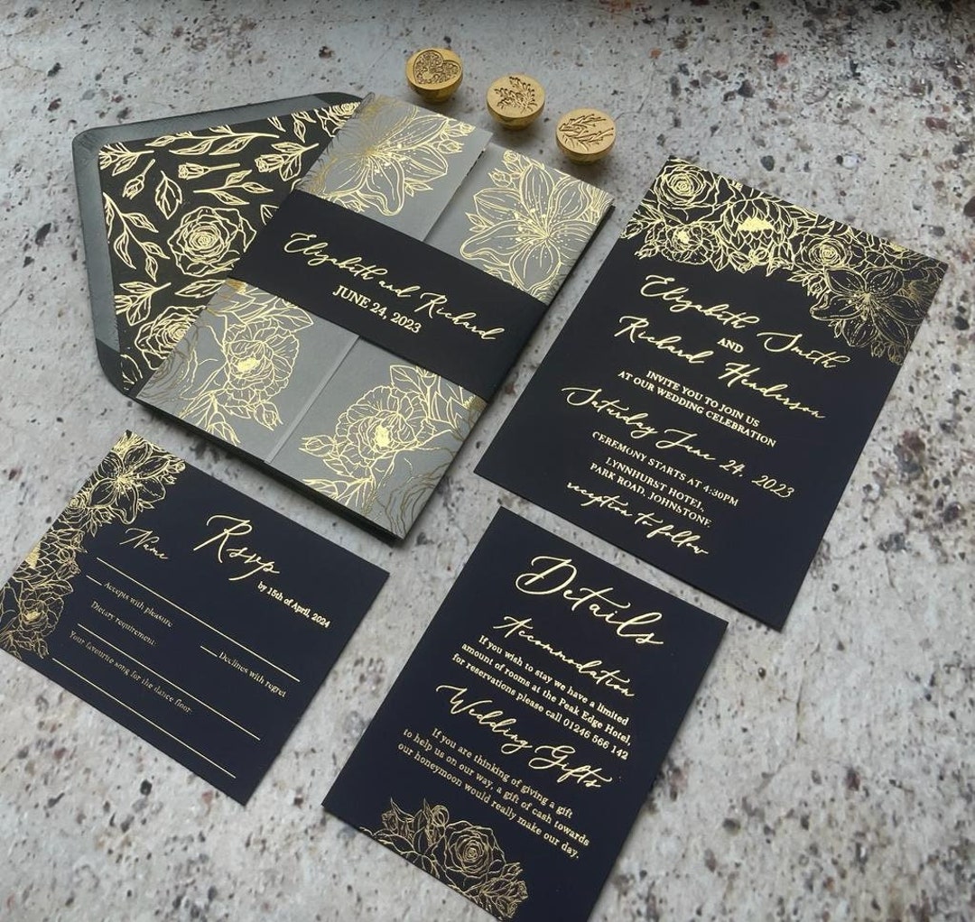 Sephora Wedding Invitation Kit. Gold , Rose Gold, Silver Foil - Etsy
