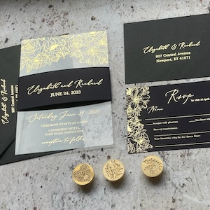 SEPHORA Acrylic Wedding Invitation Set , Gold Silver Rose Gold Foil - Etsy