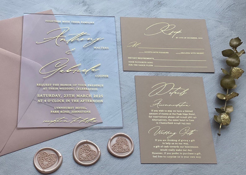 Personalized Wedding Invitation Acrylic Suite | Clear Invite With RSVP ...