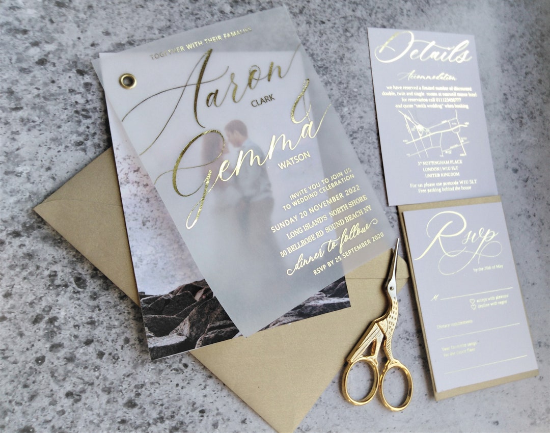 Photo Vellum Wedding Invitations - Etsy