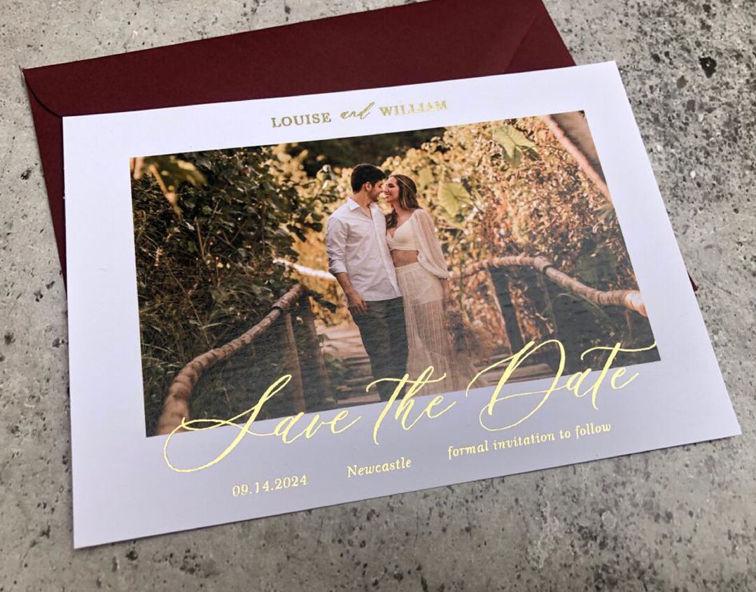Save the Date With Photo, Gold Foil, Silver, Rose Gold Foil, Foil ...