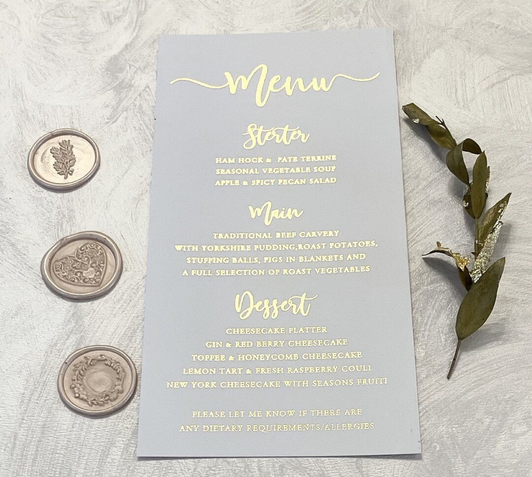 Calligraphy Personalised Menu Cards. - Etsy