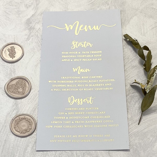 Personalized Menu Cards - Etsy